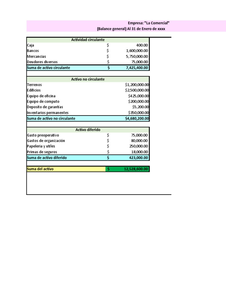 Balances Generales de Empresas Comerciales | PDF | Contabilidad | Hoja ...
