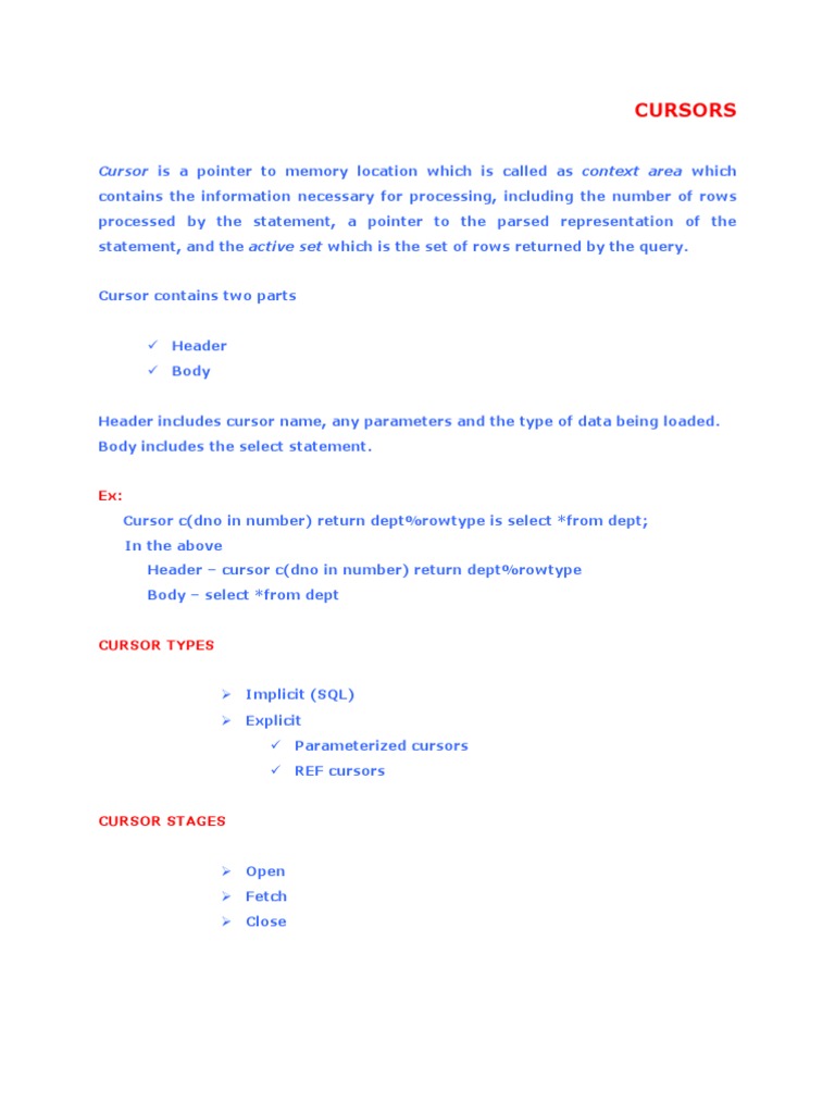 Cursors | PDF | Computers