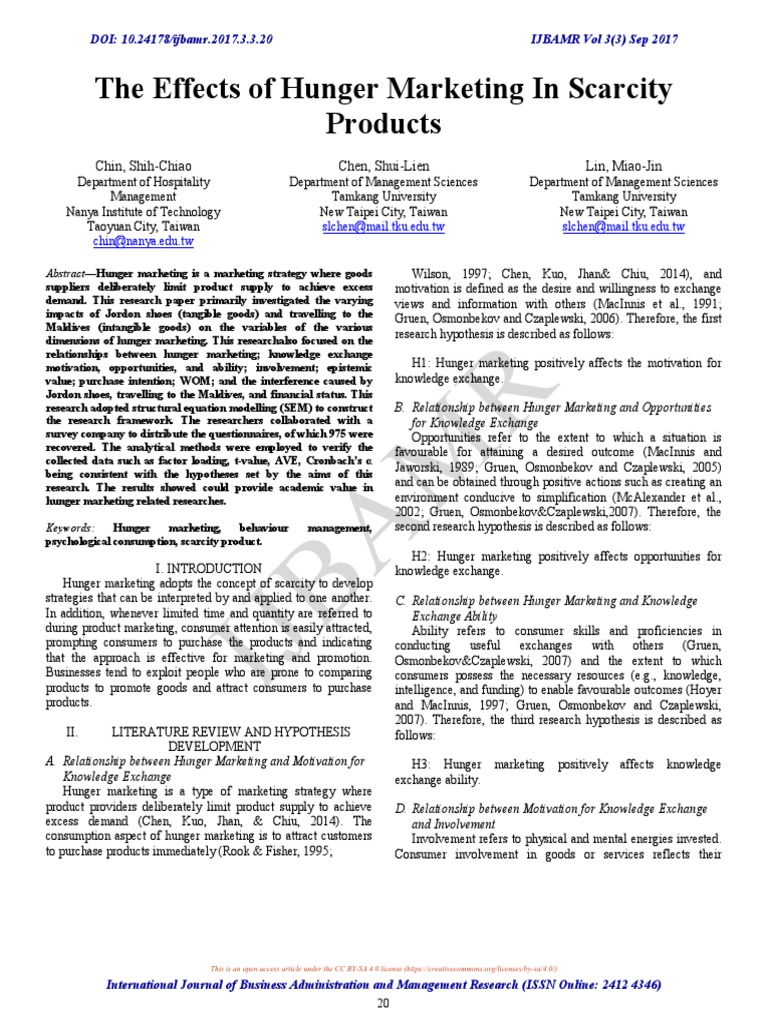 The Effects of Hunger Marketing in Scarcity Products | PDF | Marketing ...