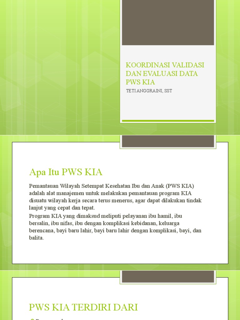 PP Koordinasi Validasi Dan Evaluasi Data Pws Kia | PDF