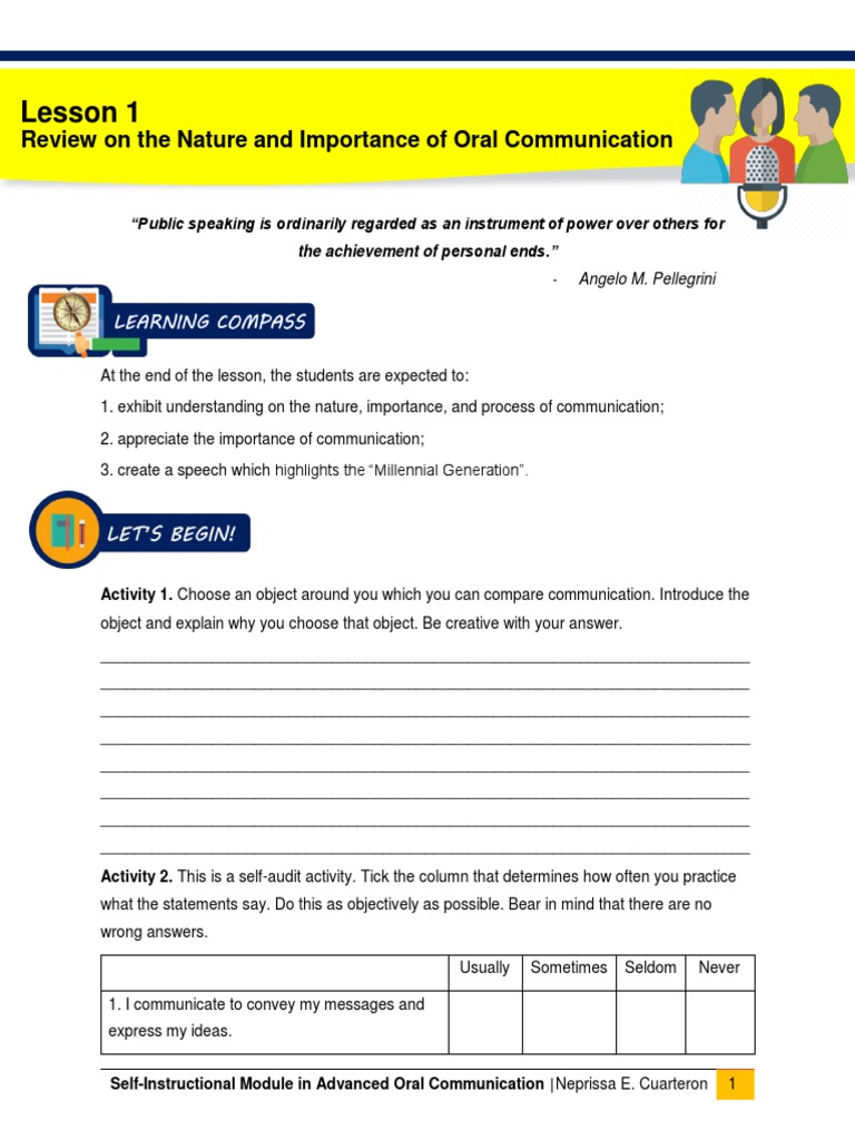 Lesson 1 | PDF | Communication | Cognitive Science