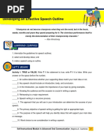 5 Minute Speech Outline Template | PDF