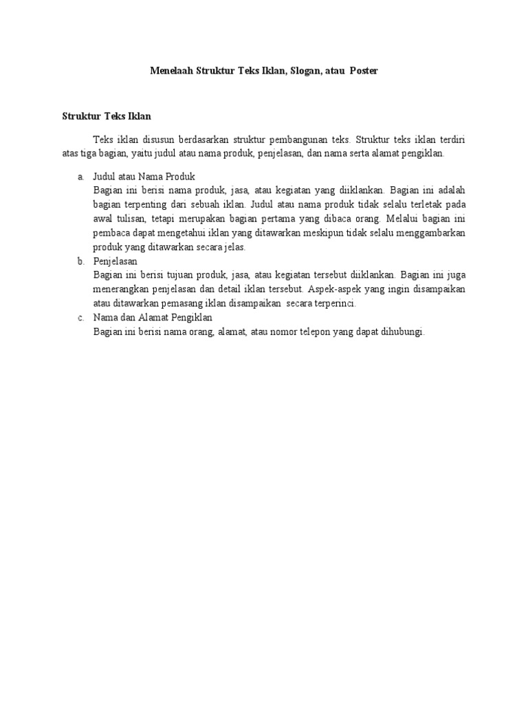 Materi Menelaah Struktur Teks Iklan | PDF