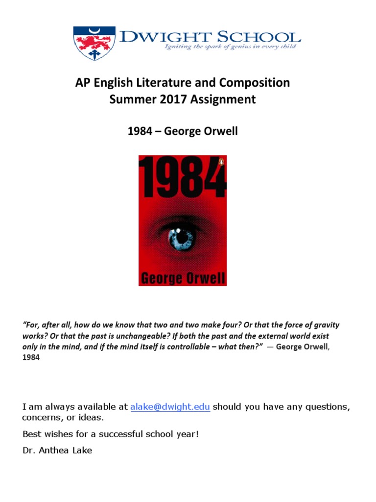 1984 English Literature Assignment | PDF | George Orwell