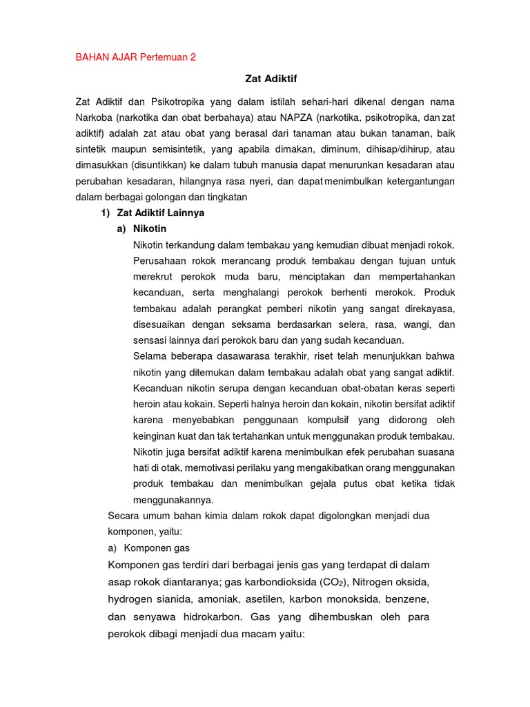 Edukasi Zat Adiktif dan Pencegahannya | PDF