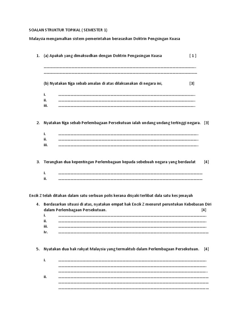 Soalan Struktur Topikal | PDF