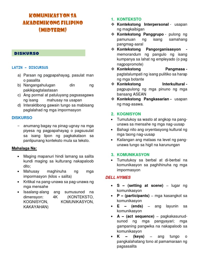 Midterm Komunikasyon Sa Akademikong Filipino | PDF