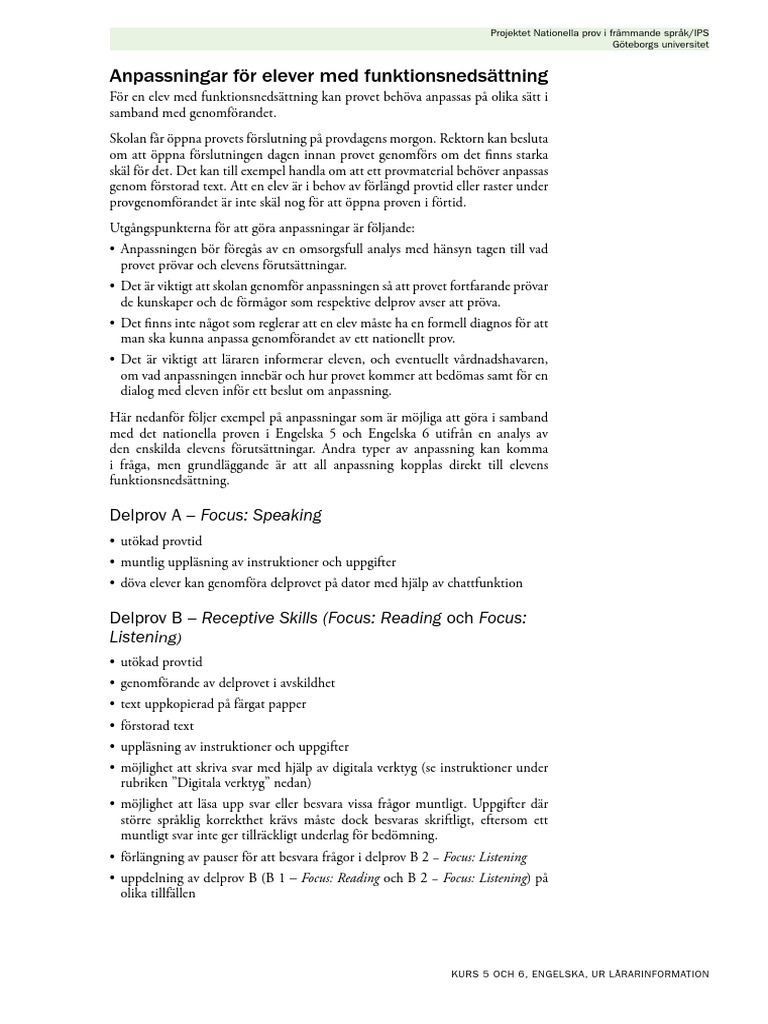 Eng5+6 Anpassning | PDF