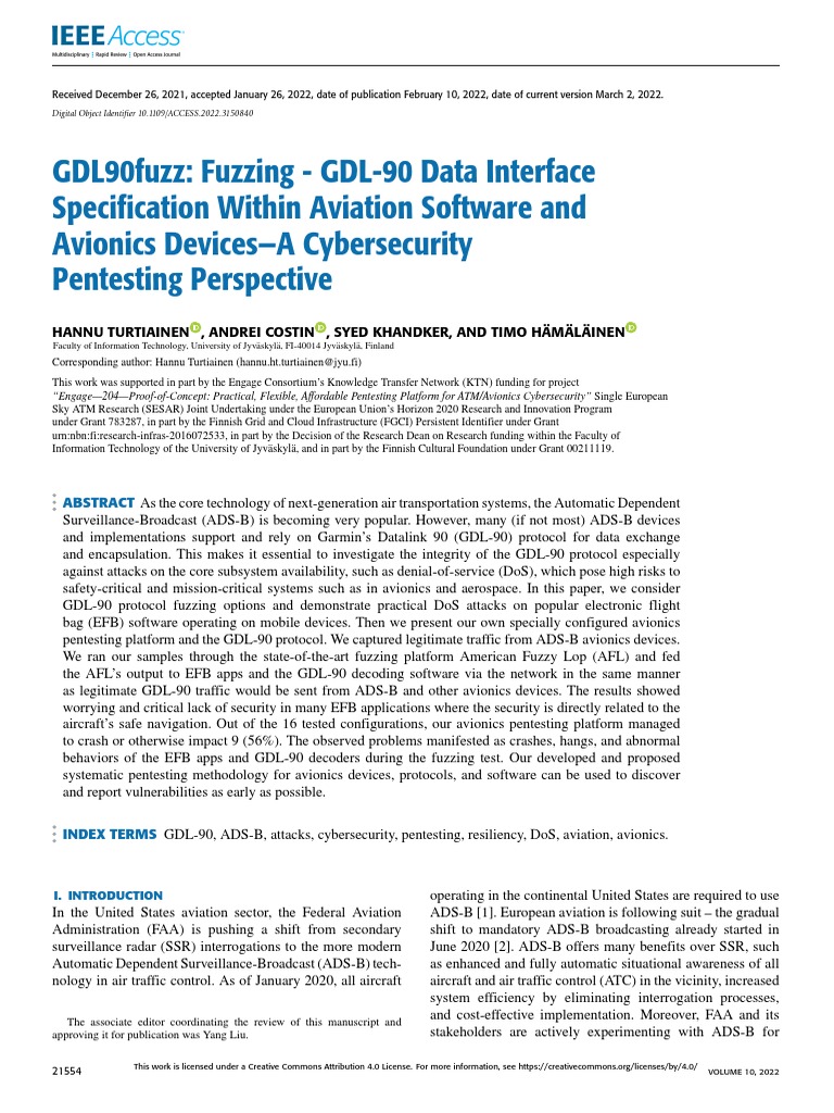 GDL90fuzz Fuzzing - GDL-90 Data Interface Specification Within Aviation Software and Avionics ...