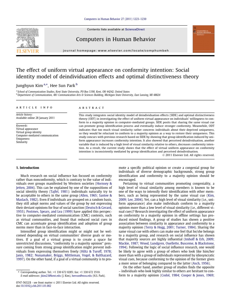 (Kim Et Al) The Effect of Uniform Virtual Appearance On Conformity ...