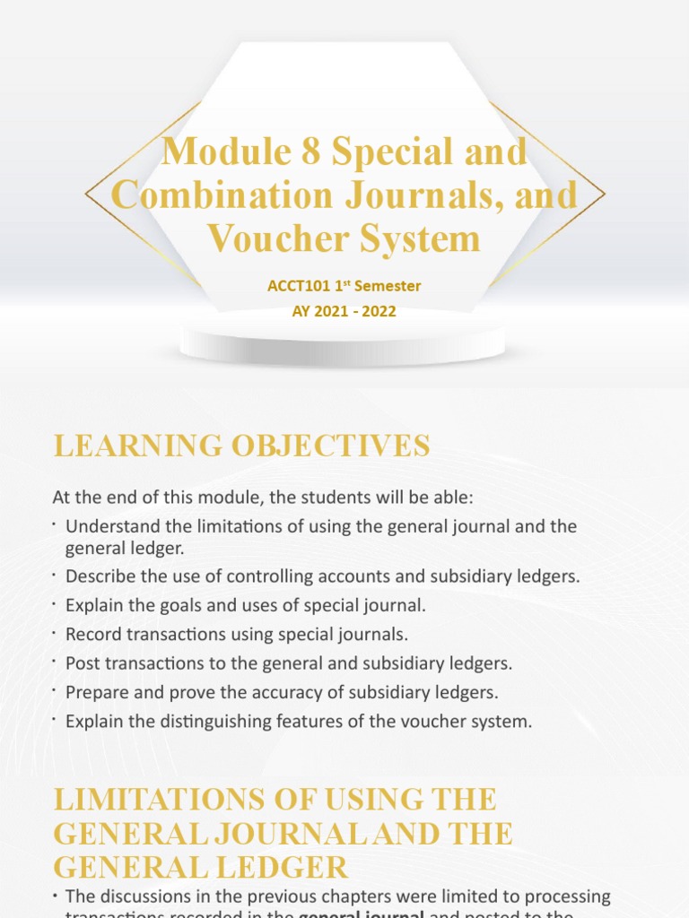 Module 8 Special and Combination Journals, and Voucher System | PDF ...