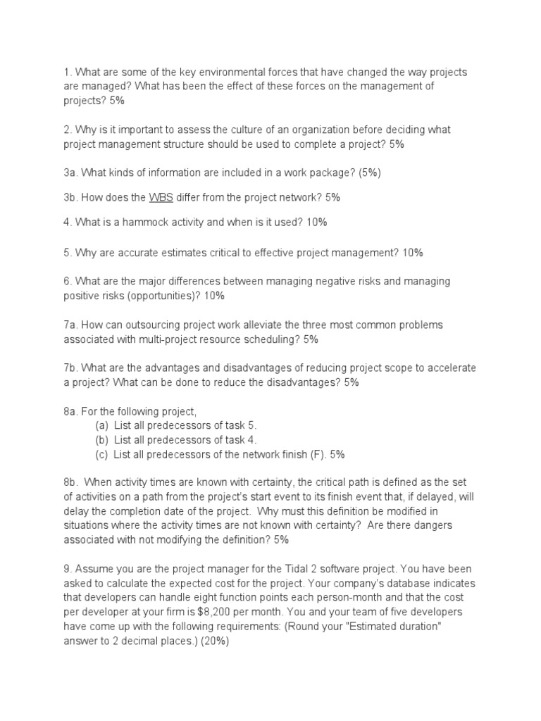 Project Management Exam | Download Free PDF | Project Management | Computing