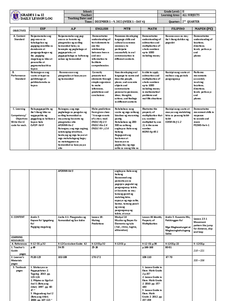 DLL All Subjects 2 q2 w5 d4 New | PDF | Human Communication | Cognition
