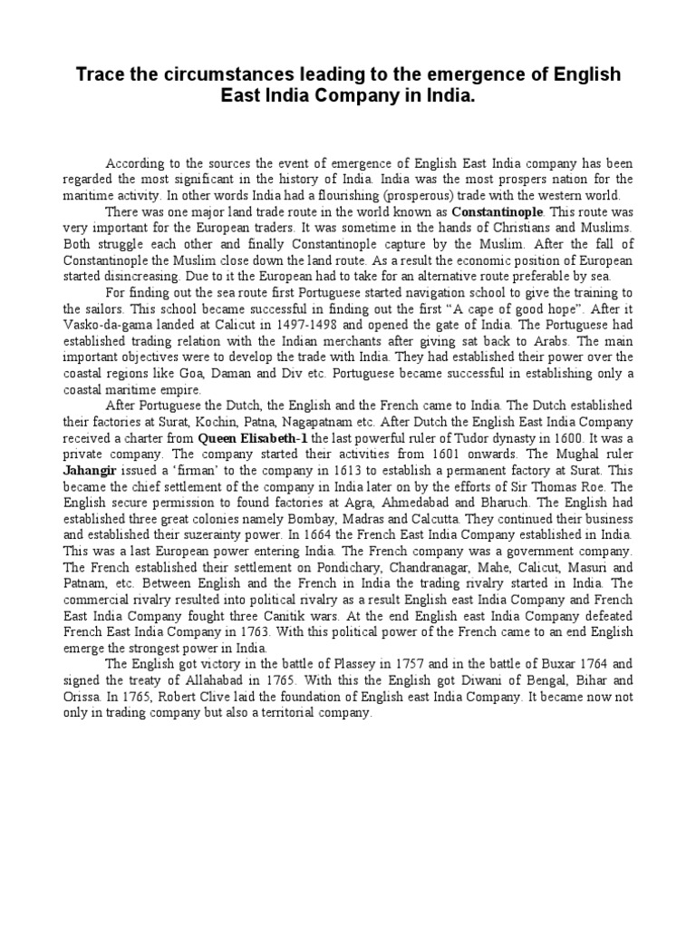 Rise of the English East India Company | PDF | East India Company ...