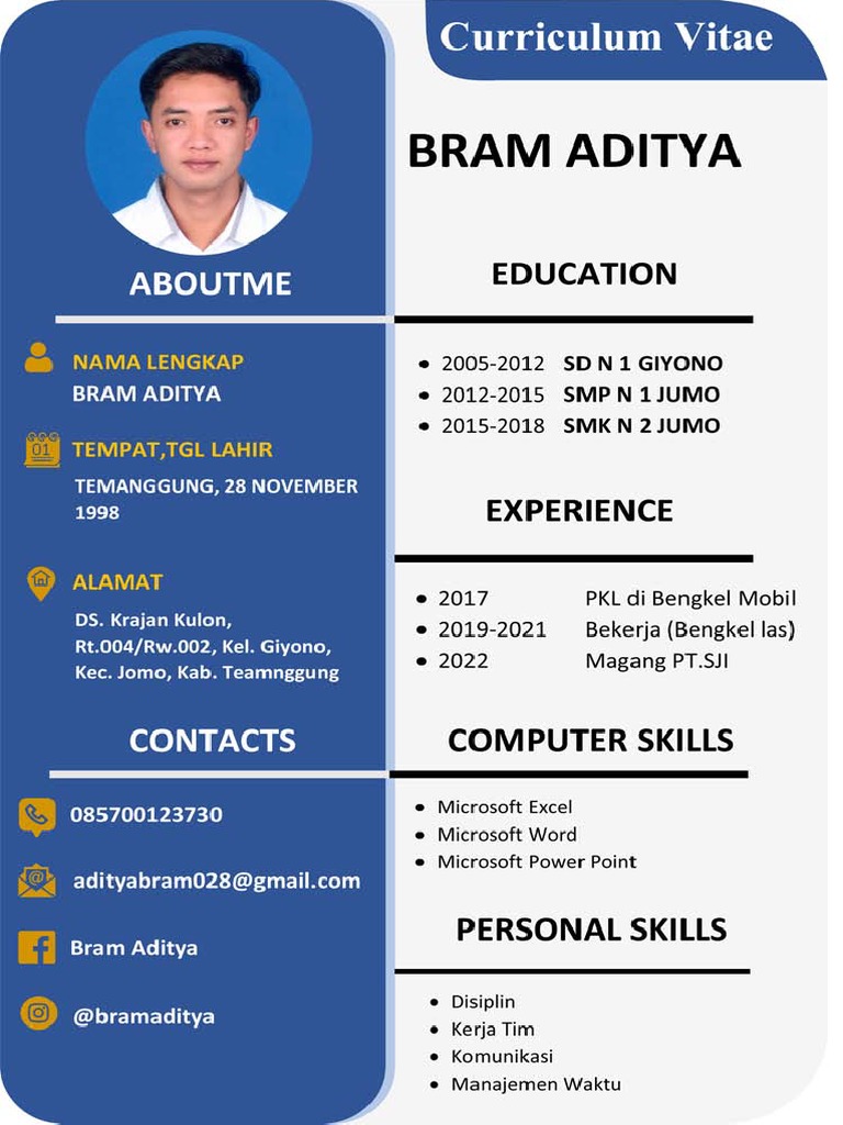 CV Bram Aditya | PDF