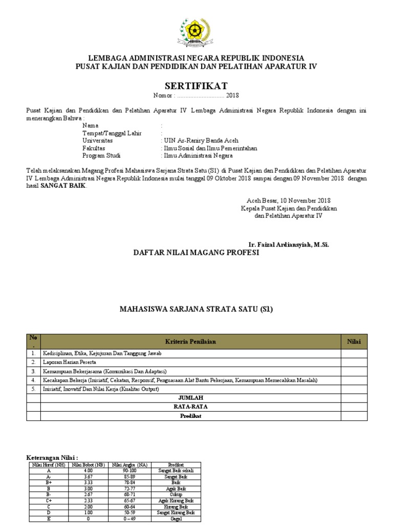 Lampiran 3 Contoh Sertifikat | PDF