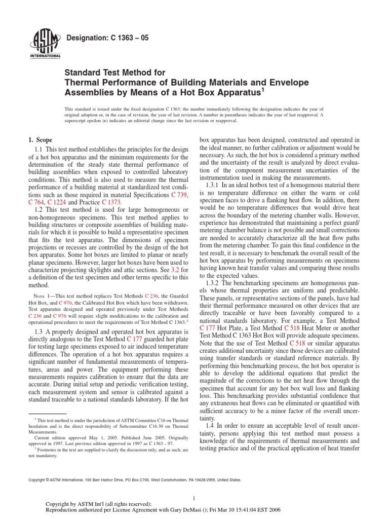 Astm C1363 | PDF | Heat Transfer | Heat