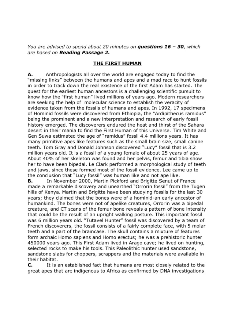 Reading Test | PDF | Homo Sapiens | Homo