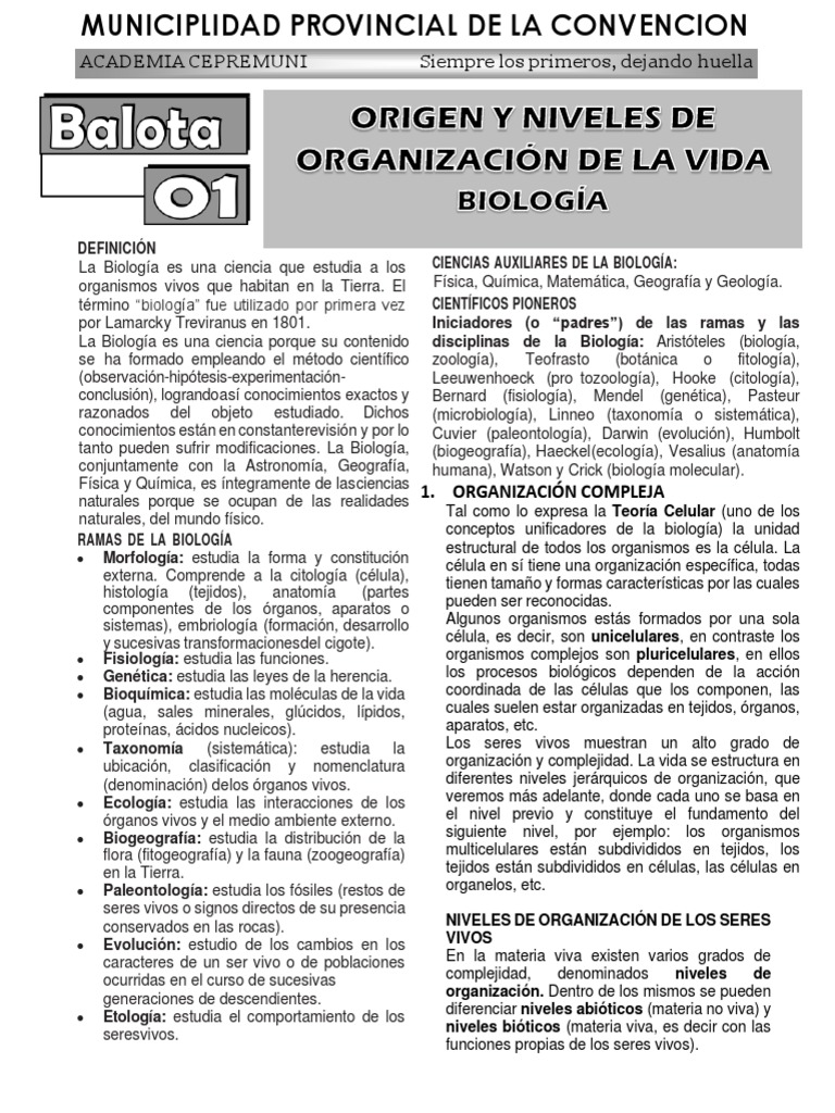 Balota 1 Unsaac Biologia | PDF | Organismos | Biología