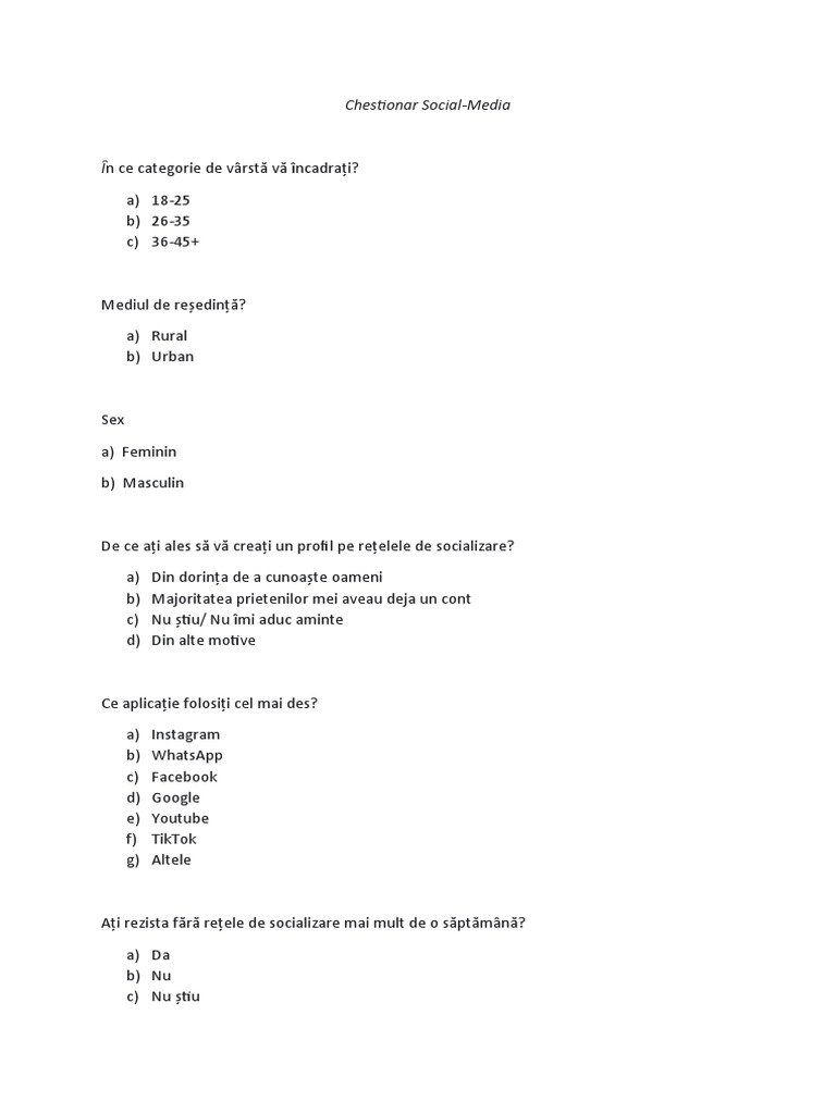 Chestionar Social-Media | PDF
