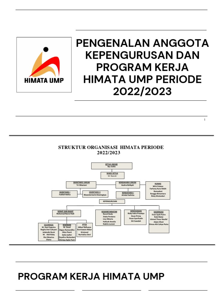 Struktur dan Program Kerja HIMATA UMP | PDF