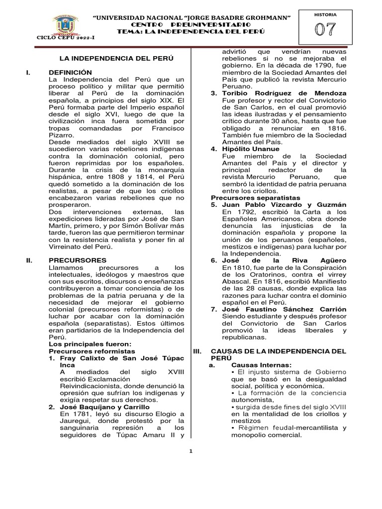Práct. 07 - Historia | PDF | Perú | América del Sur