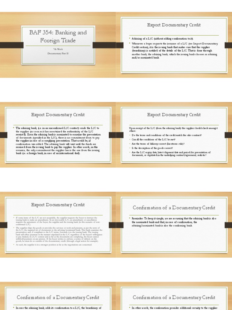 BAF in Banking: Export Documentary Credit | PDF | Letter Of Credit ...