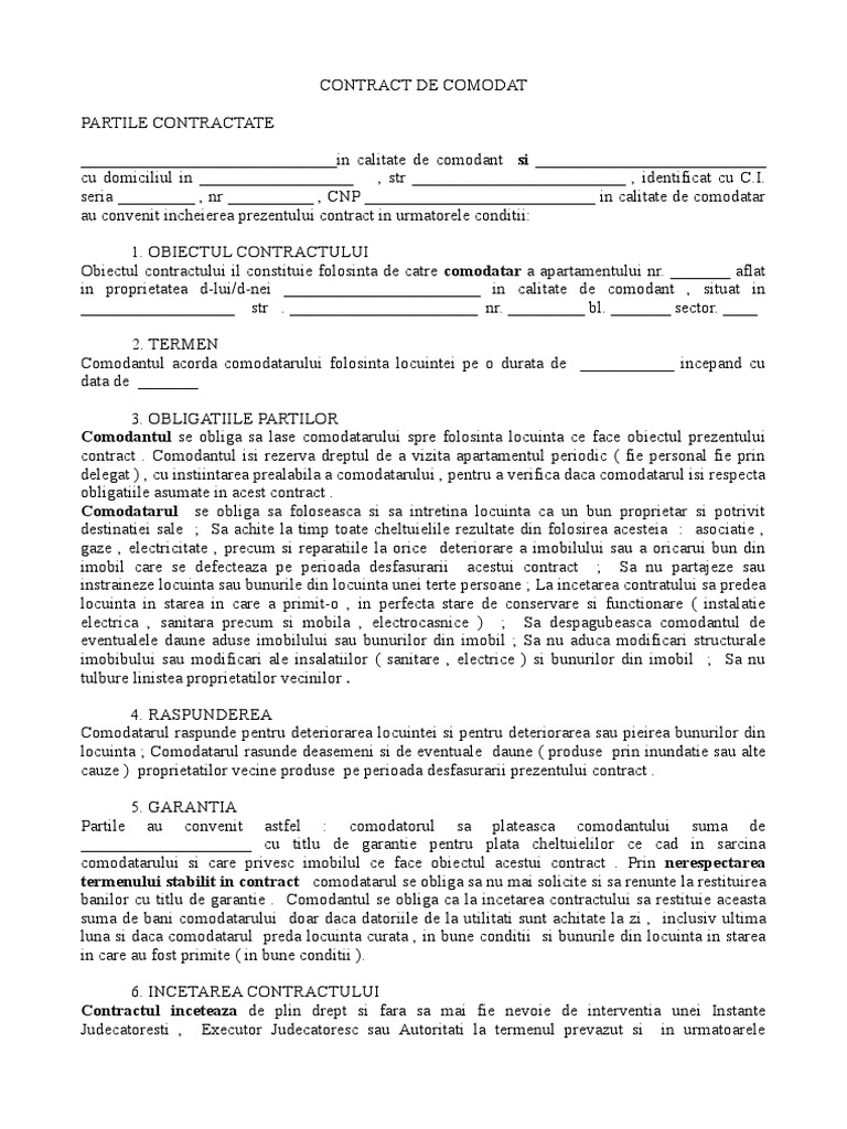 Contract Comodat | PDF