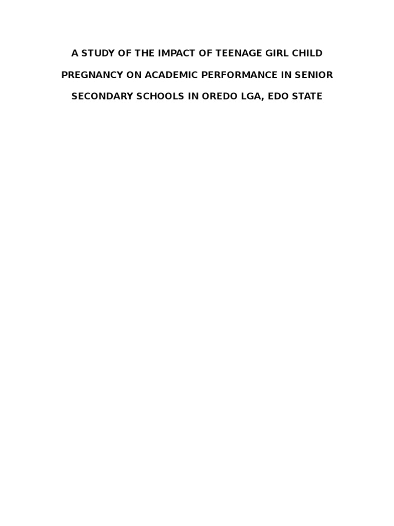 A Study of The Impact of Teenage Girl Child Pregnancy On Academic ...