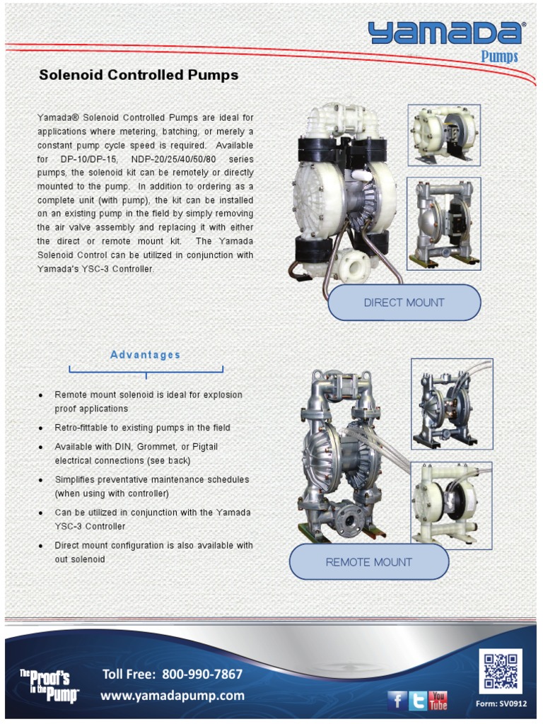 YAMADA Solenoid Controlled Pumps Flyer SV0912 | PDF | Pump | Valve