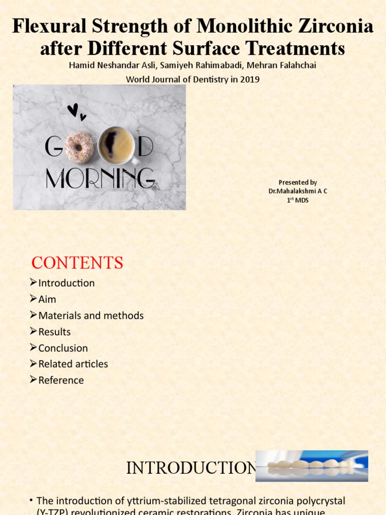 Flexural Strength of Monolithic Zirconia After Different Surface | PDF ...