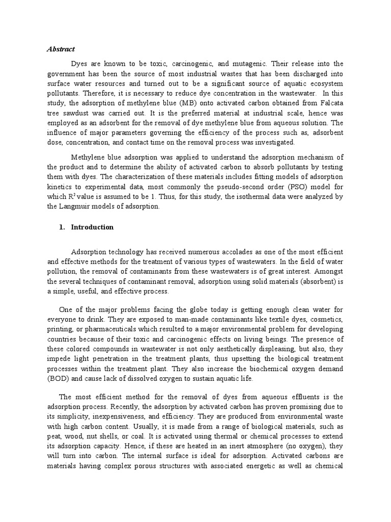 Andres - Adsorption Process Using Activated Carbon - Envi Chem Lab ...