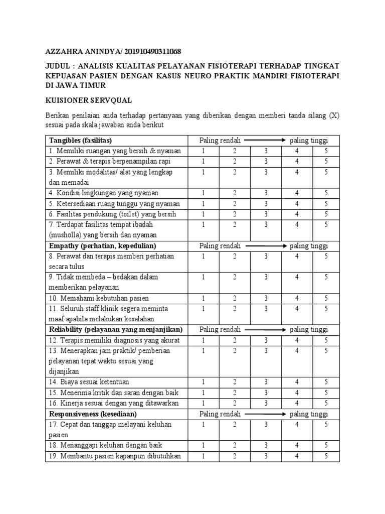 Kuisioner SERVQUAL | PDF