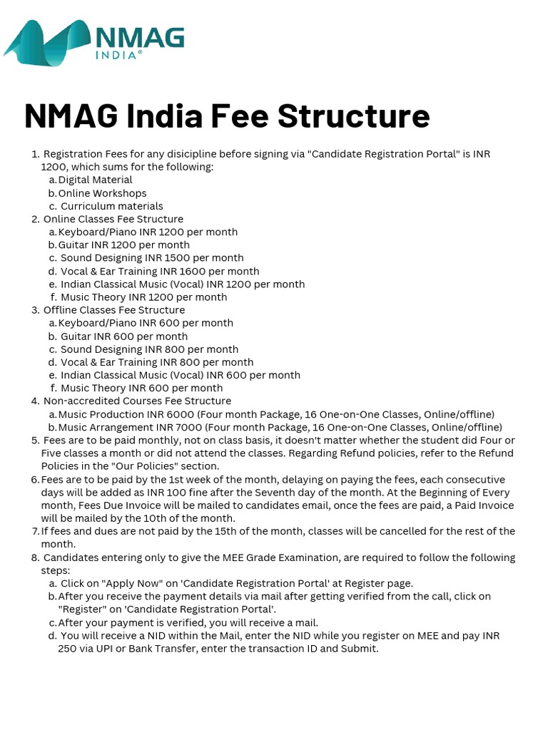 NMAG India Fee Structure | PDF