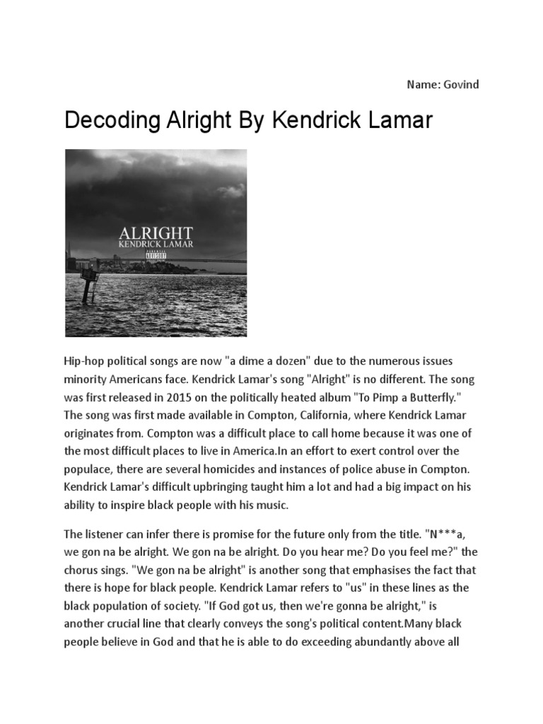Decoding Alright by Kendrick Lamar | PDF | Hip Hop Music