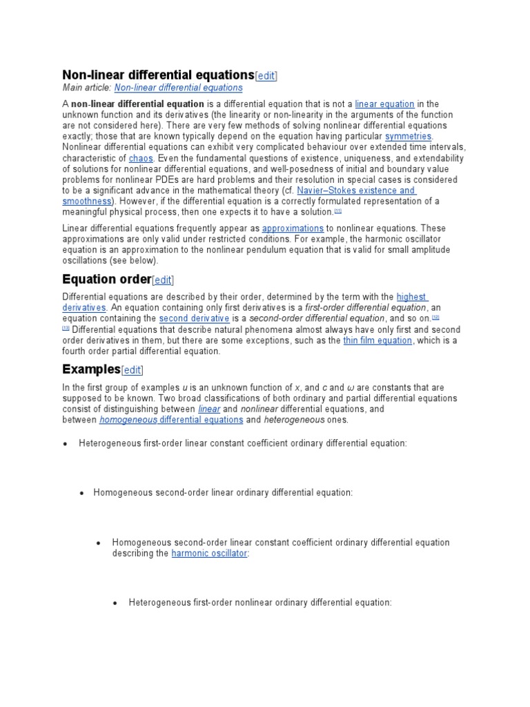 Non Linear Differential Equations | PDF | Differential Equations | Nonlinear System