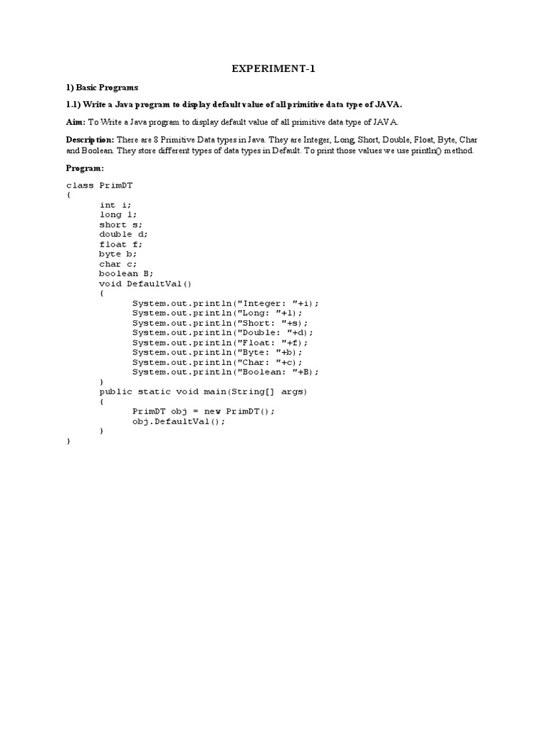 Java Lab Record | PDF | Data Type | Boolean Data Type