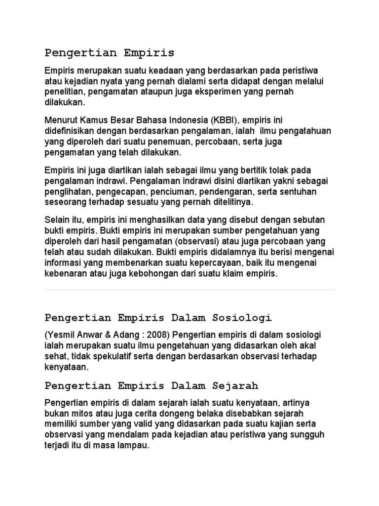 Pengertian Empiris | PDF | Pengembangan Diri