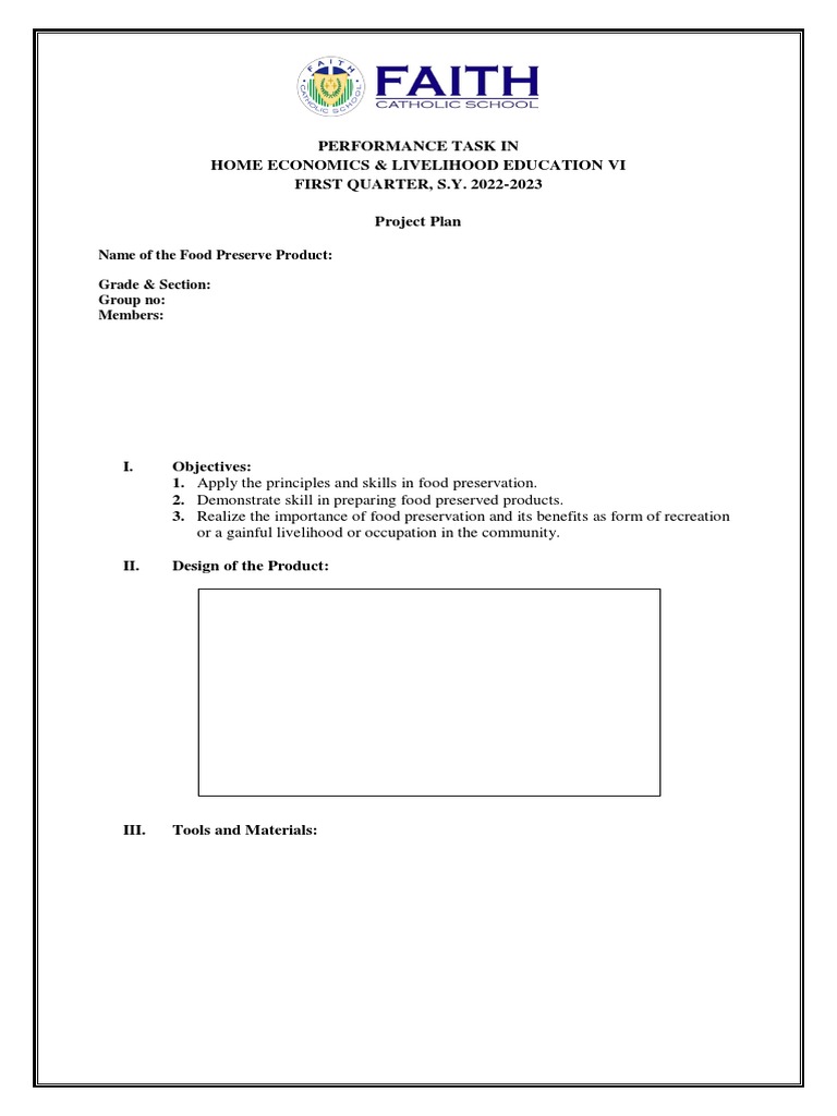 Food Preservation Project Plan Guide | PDF