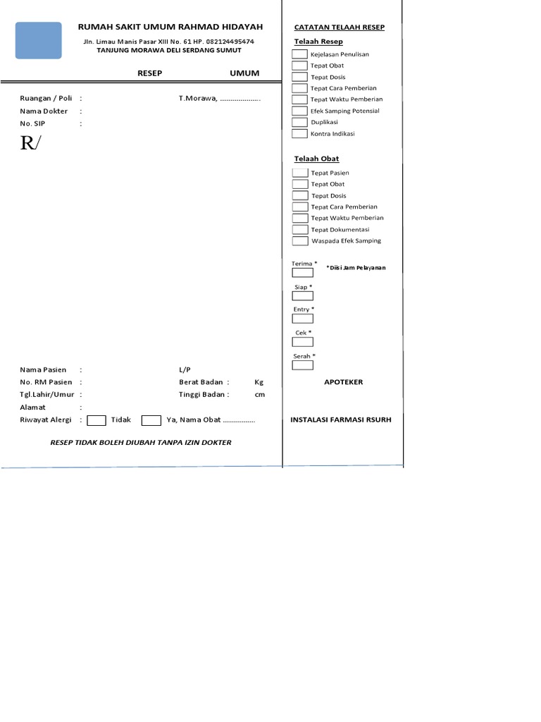 Resep Form RSRH Akred Revisi | PDF