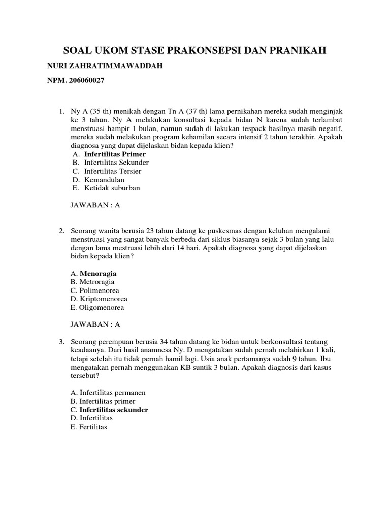 Soal Ukom Stase 2 Nuri | PDF