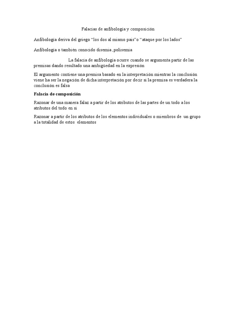 Falacias de Anfibología y Composición | PDF