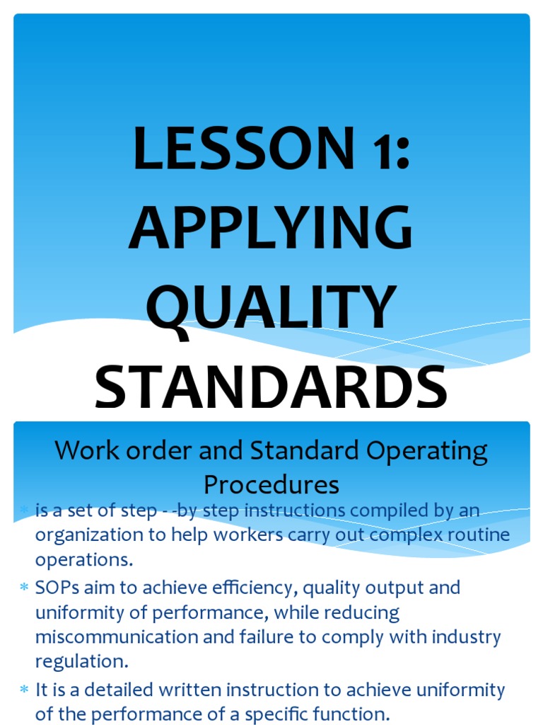 Lesson 1 Applying Quality Standards Aqs | PDF | Electrical Wiring ...