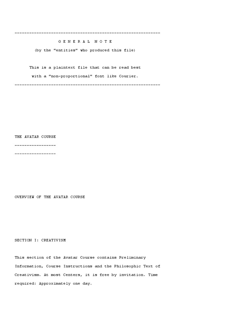 Avatar Course | PDF | Experience | Perception