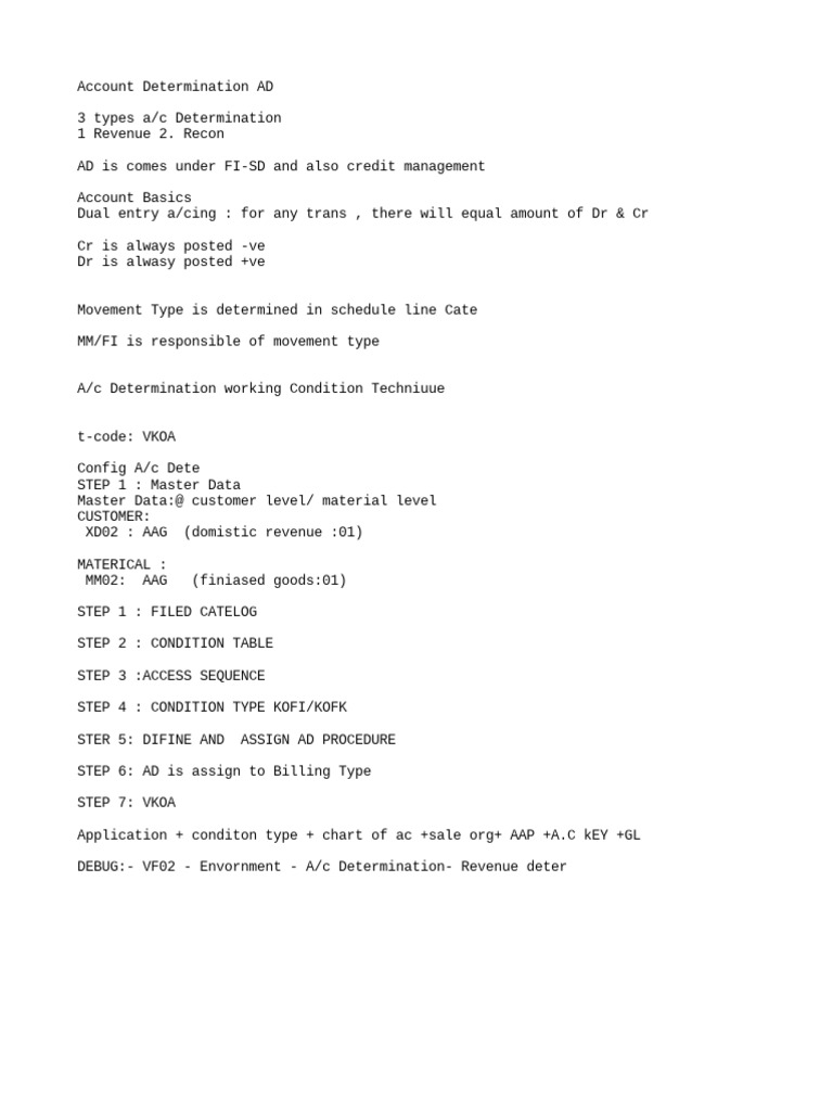 Accoutn Determination | PDF