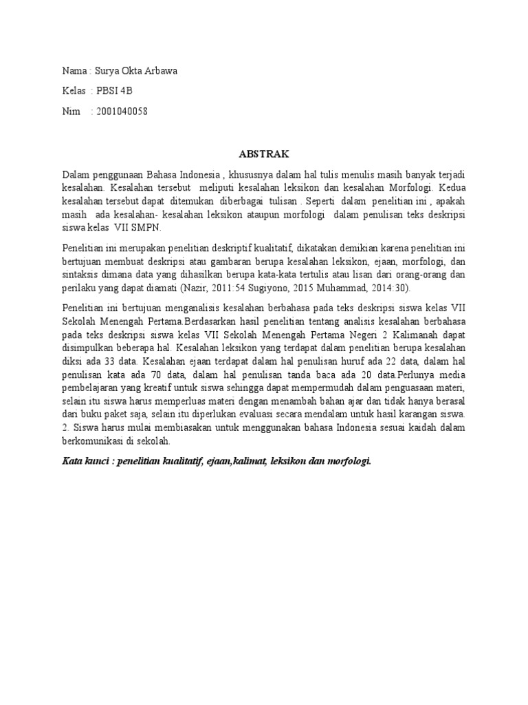 Surya Okta Arbawa - PBSI 4B | PDF | Seni & Disiplin Bahasa