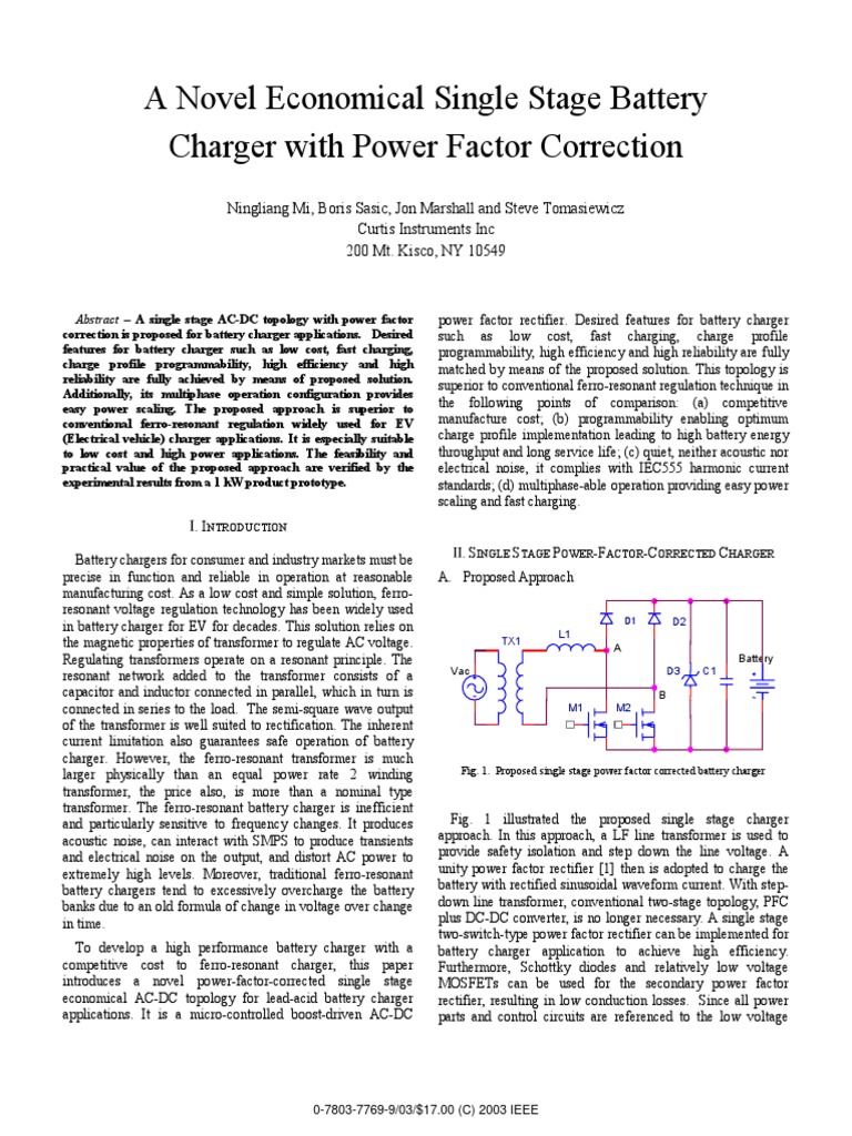 Economical Single-Stage Battery Charger | PDF | Rectifier | Battery Charger