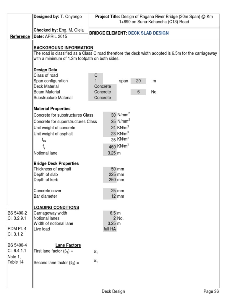 Reinforced Concrete Bridge Design Calcul | PDF | Bridge | Concrete