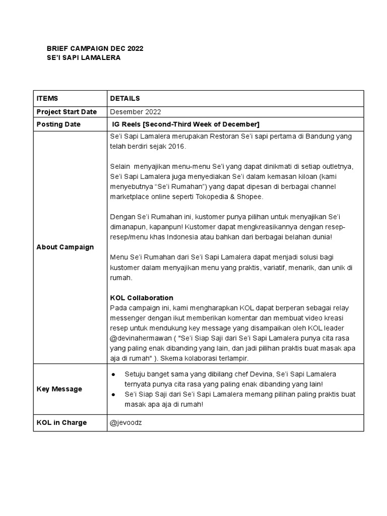 KOL Brief Jevoodz | PDF