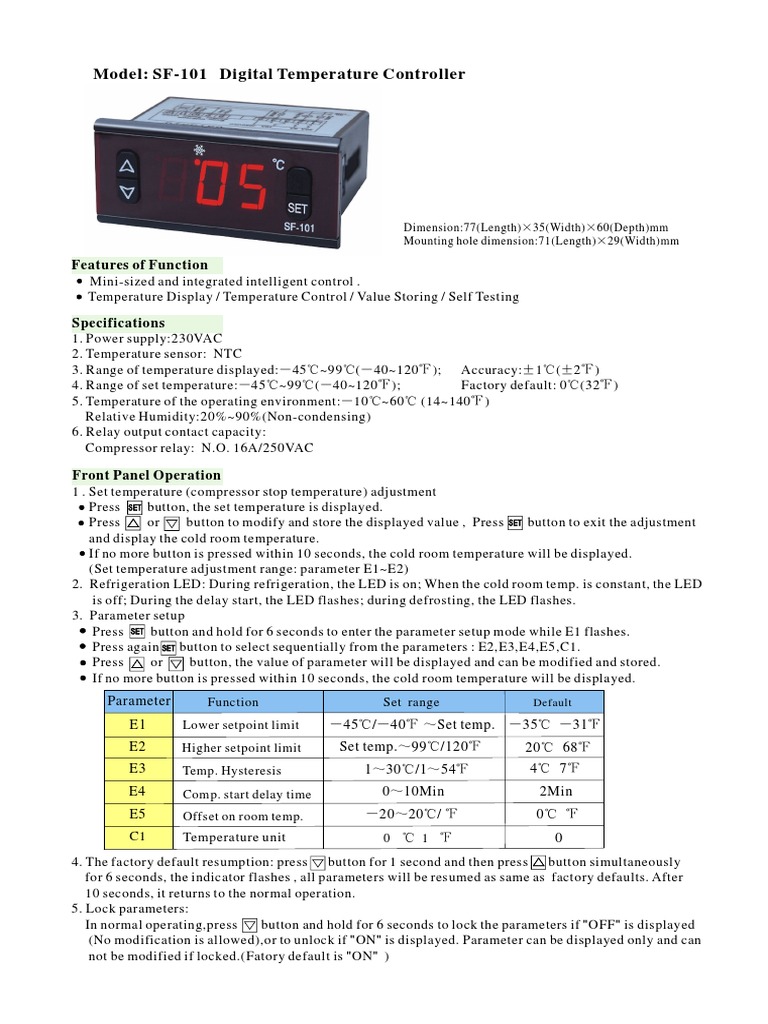 Digital Temp Controller Guide | PDF | Power Supply | Parameter (Computer Programming)